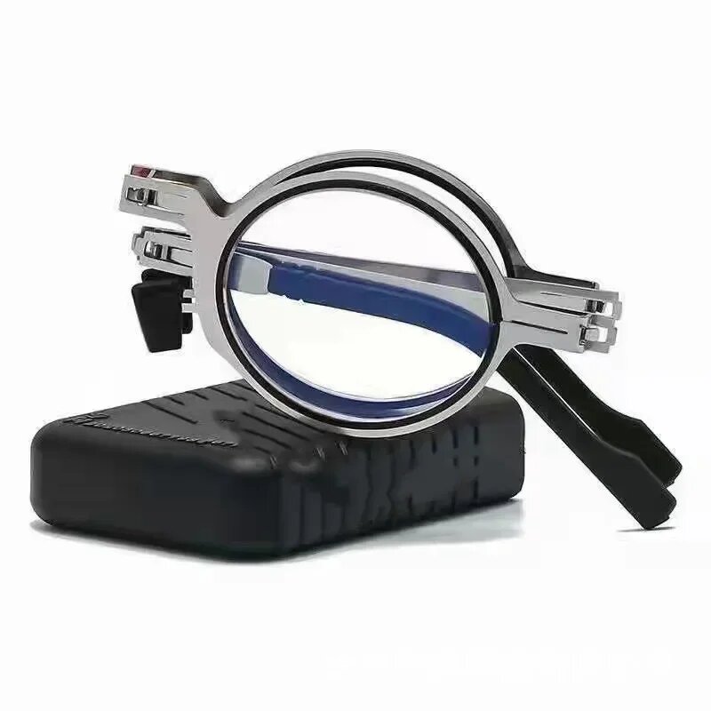 Складные очки DIXSG для чтения, прозрачные, металлические Round with Case, 150
