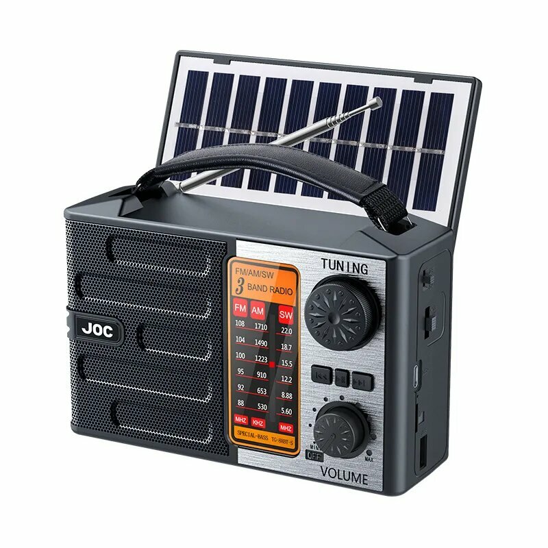 Портативное радио JOC с солнечной зарядкой, FM/AM/SW, YF0277Black