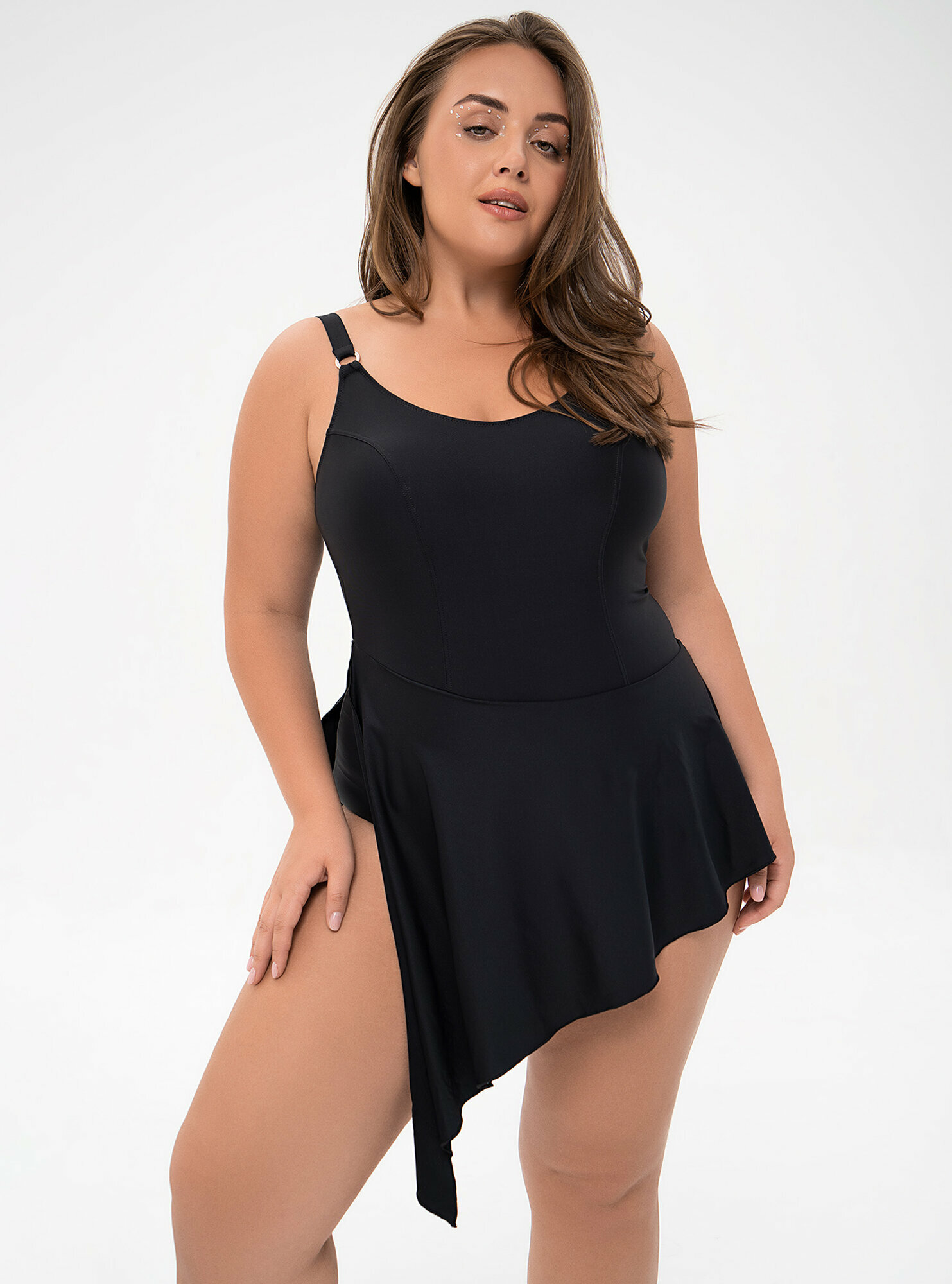 Купальник женский слитный с юбкой формованная чашка "Аквааэробика"