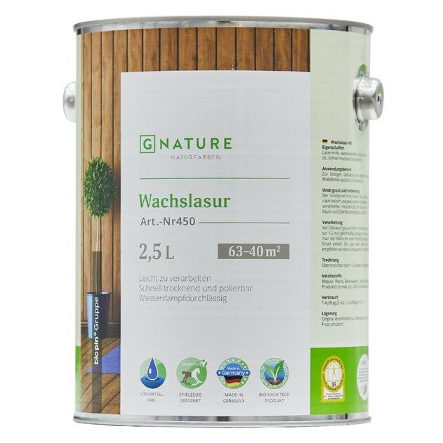 Воск-лазурь Gnature 450 Wachslasur интерьерная, бесцветный 2,5л