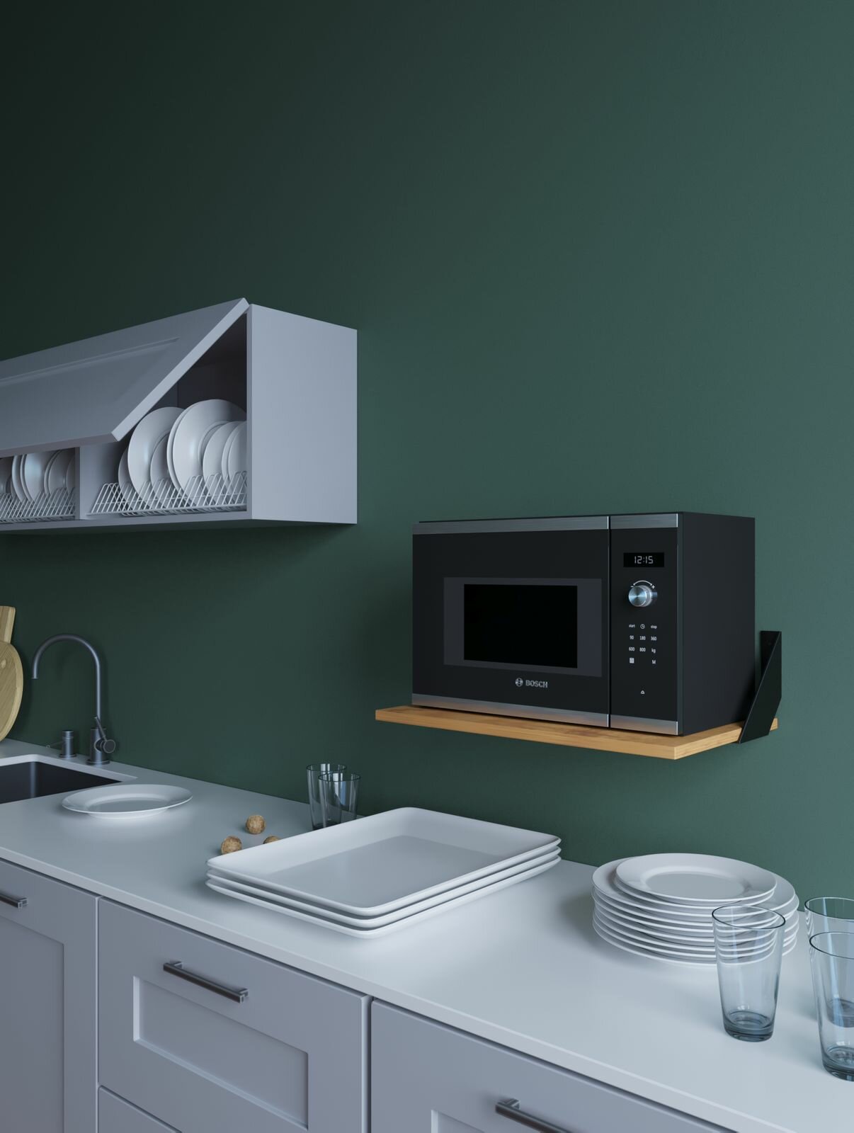 Полка под микроволновку "Дуб Вотан", подвесная, ЛДСП, 54x32 см