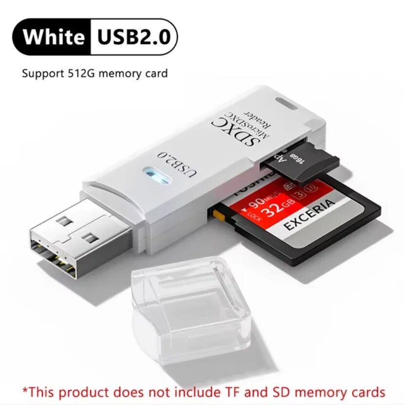 Кардридер YTYIN 2-в-1 USB 3.0/2.0 White - USB 2.0