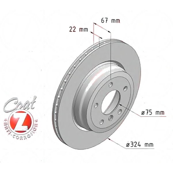 ZIMMERMANN 150.3477.20 (34216787931) диск торм BMW (БМВ) e81 / e87 / e91 / e93 05- зад вент 324x22 (Комплект 2 штуки)