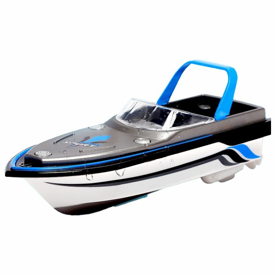 Скоростной катер на радиоуправлении "Mini Boat", со световыми эффектами, детский игрушечный катер для сюжетно-ролевых игр на воде, работает от аккумулятора, цвет синий