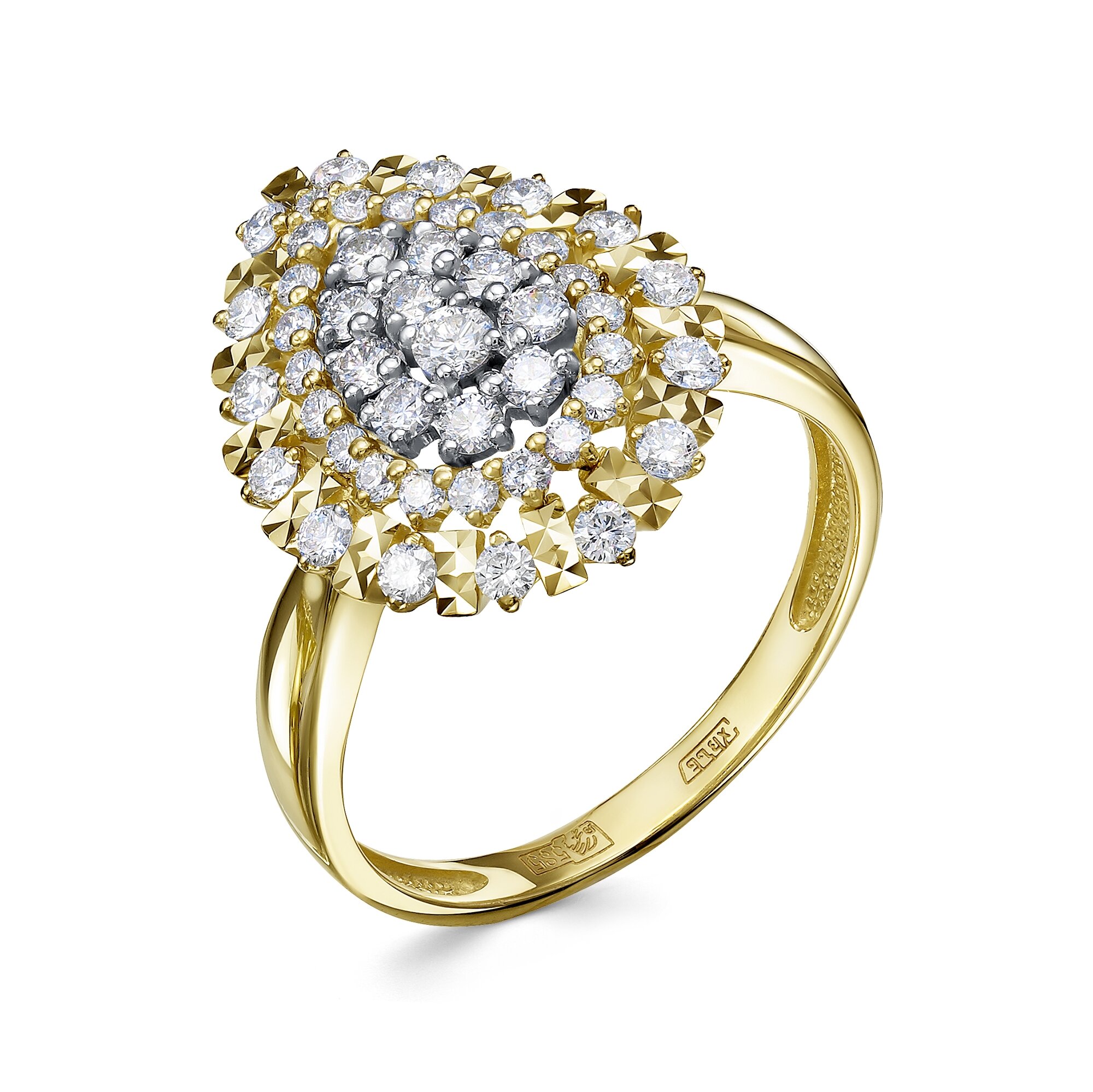 Кольцо, желтое золото, 585 проба, бриллиант