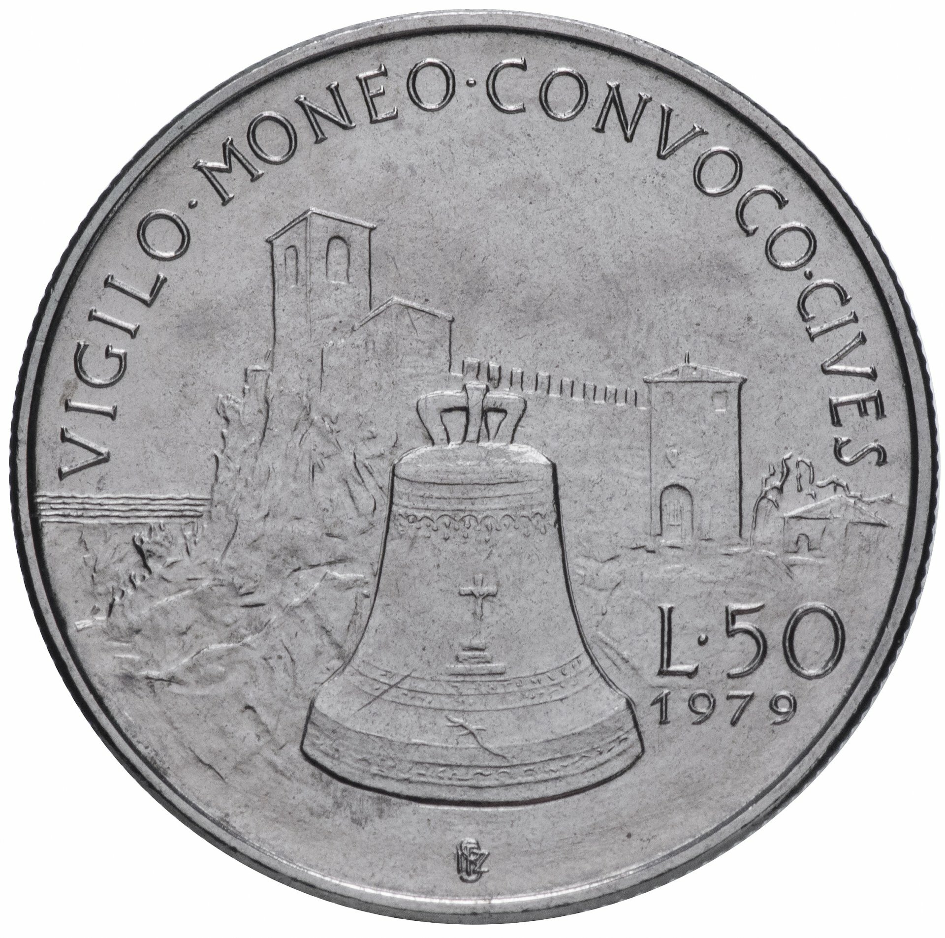Сан-Марино 50 лир 1979 "Институциональные органы государства", Сталь, в сохранности UNC