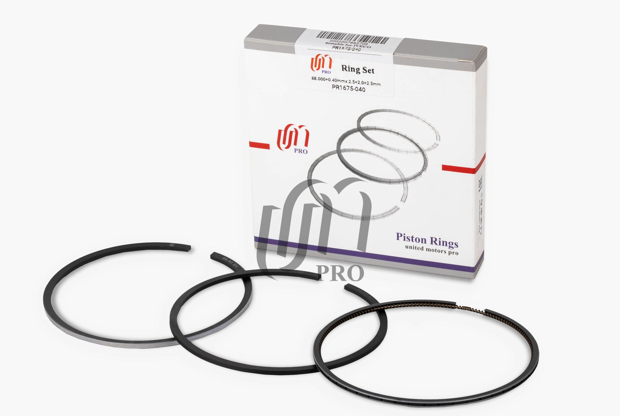 Кольца поршневые 0.40 Iveco F1AE3481 d88.0+0.40 2.5-2.0-2.5 (500054822) на 1 цил. UM