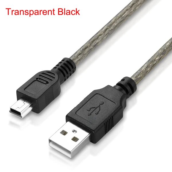 Lballist USB кабель Mini 5P 1,5м/1,8м/3м/5м/10м 3 м, Transparent Black