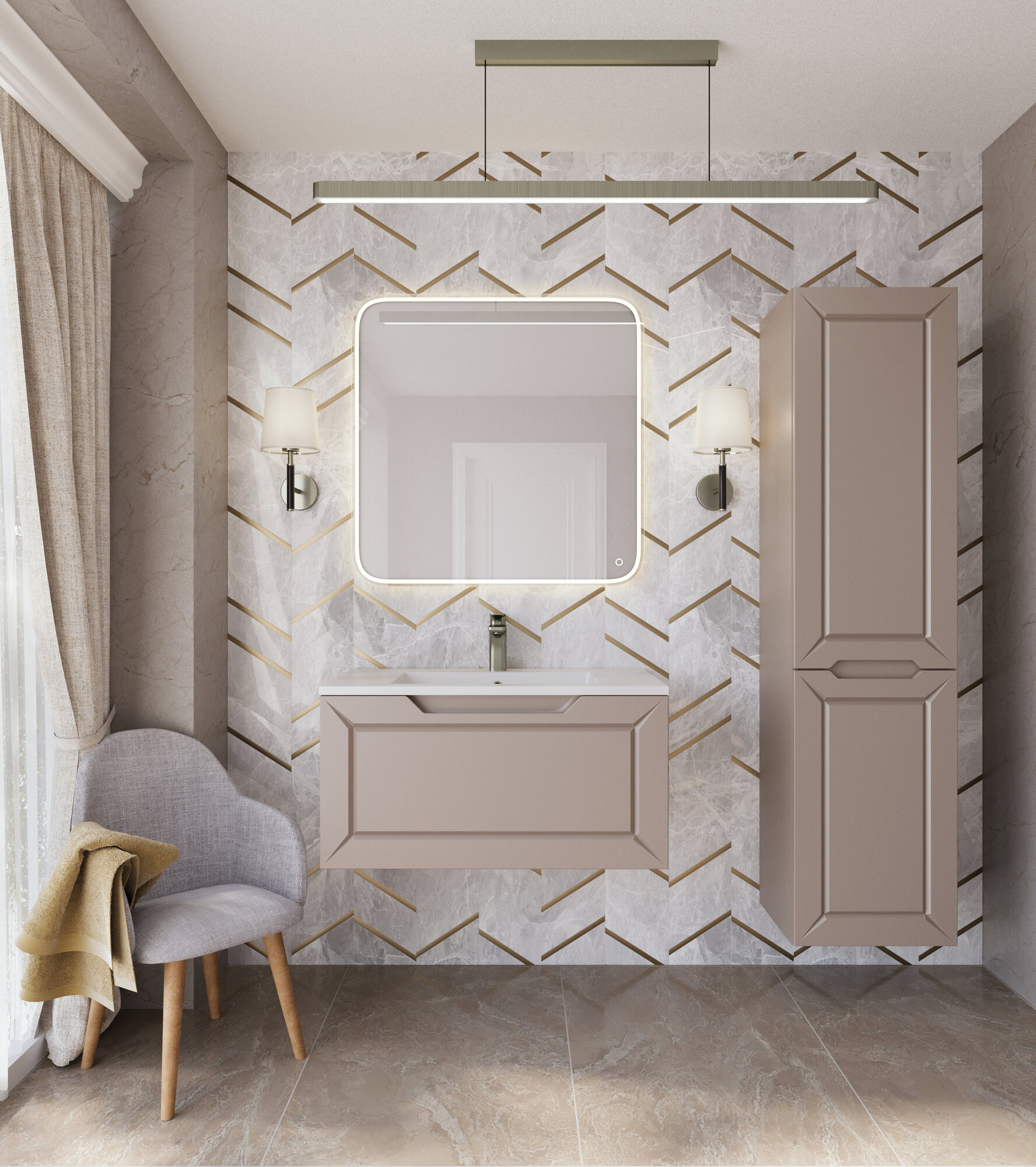 Тумба под раковину в ванную 80 подвесная Alba Мокко аквакрафт, без раковины