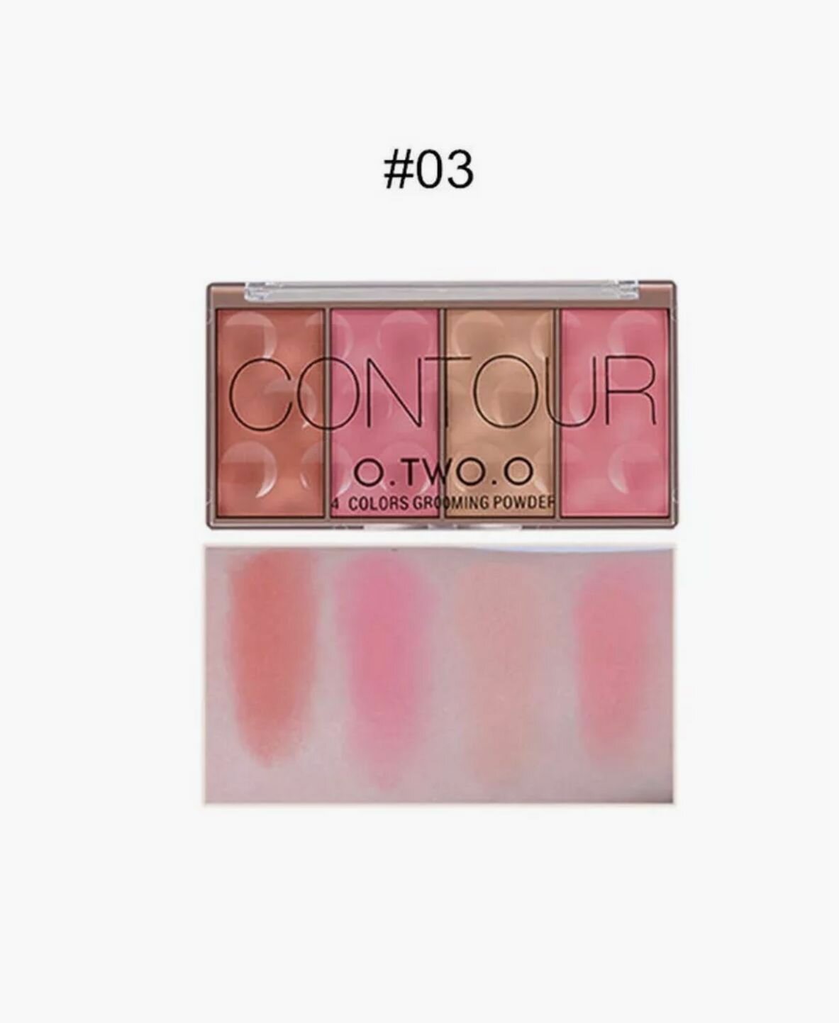 Палетка для контуринга 4 цвета O.TWO.O пудра, румяна, скульптор, хайлайтер тон 03 Красный