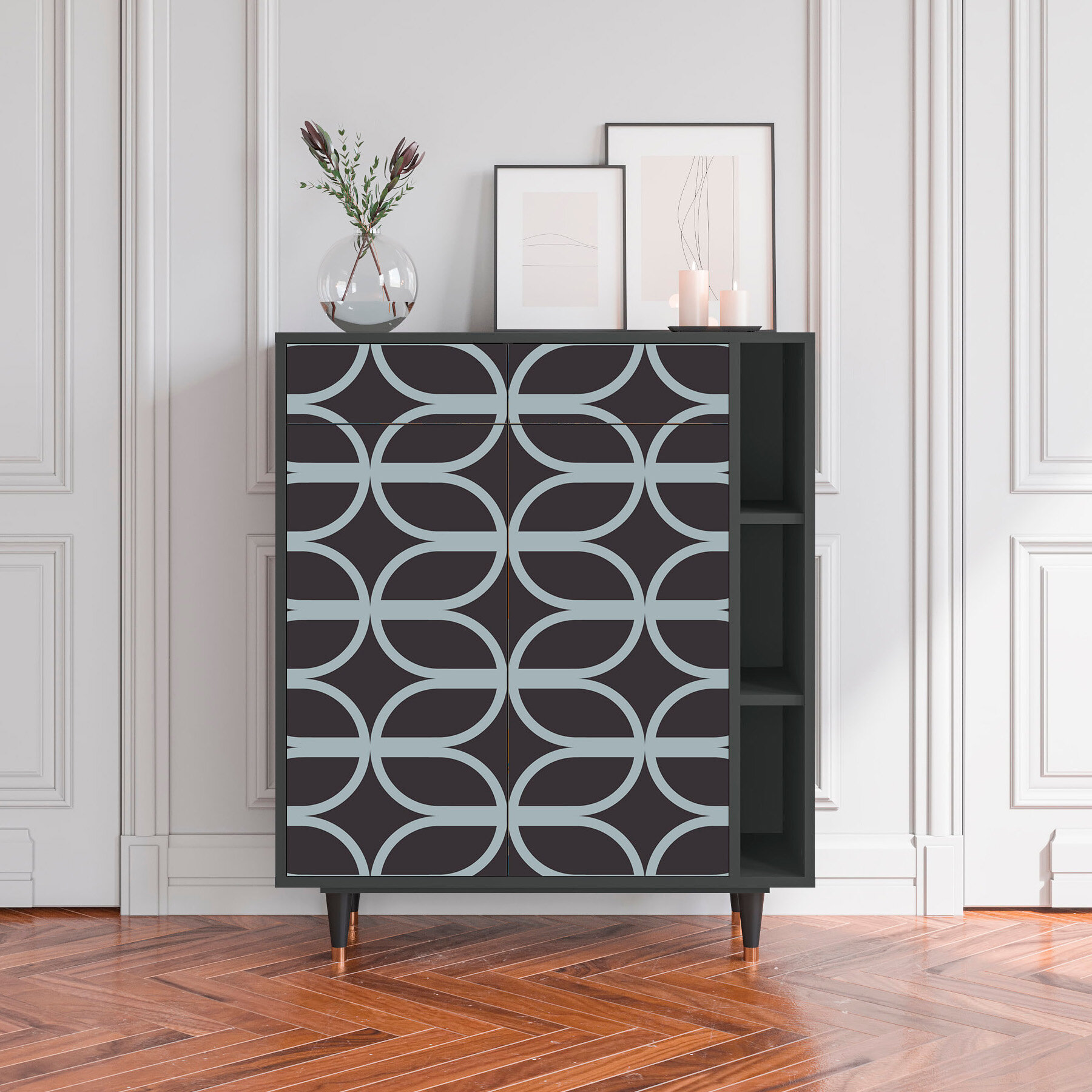 Комод - STORYZ - BS6 Braided Blue, Размер - 94 x 110 x 41 см, Цвет корпуса - , Антрацит