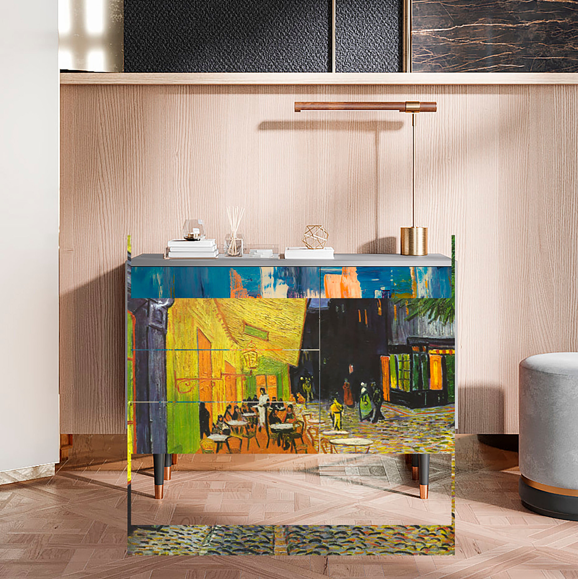 Комод - STORYZ - S3 Café Terrace at Night by Vincent van Gogh, Размер - 115 x 84 x 41 см, Цвет корпуса - , Серый