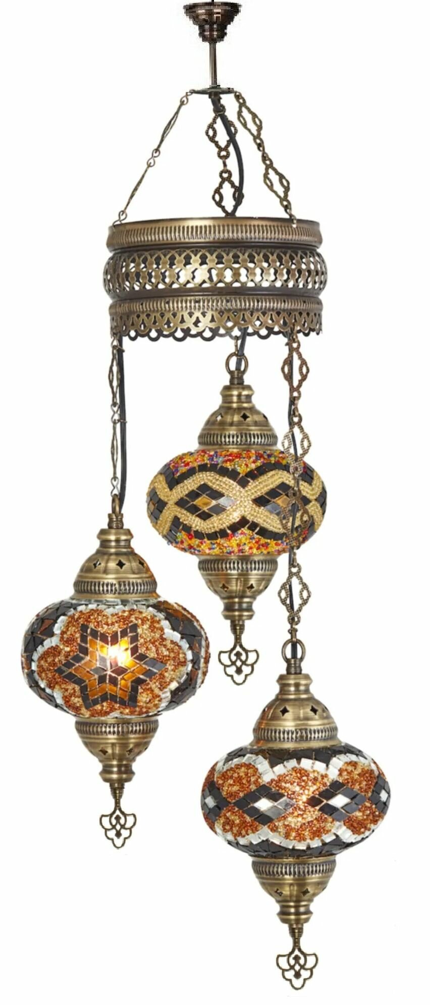 Турецкая мозаичная люстра, потолочный подвесной светильник, 3 больших глобуса декоративная лампа
