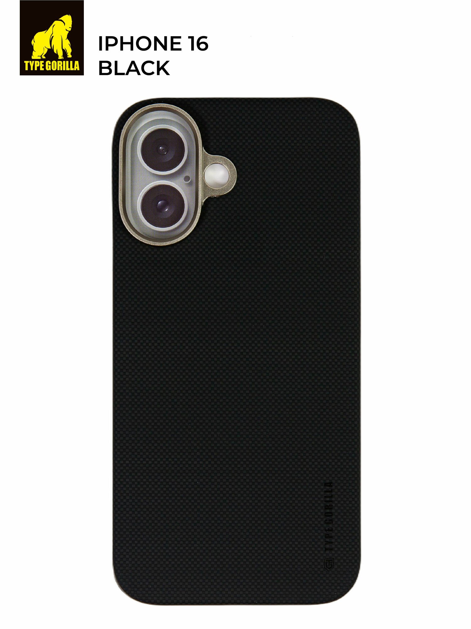 Черный чехол из 600D Air Aramid Fiber для iPhone 16 с MagSafe Blueo Type Gorilla