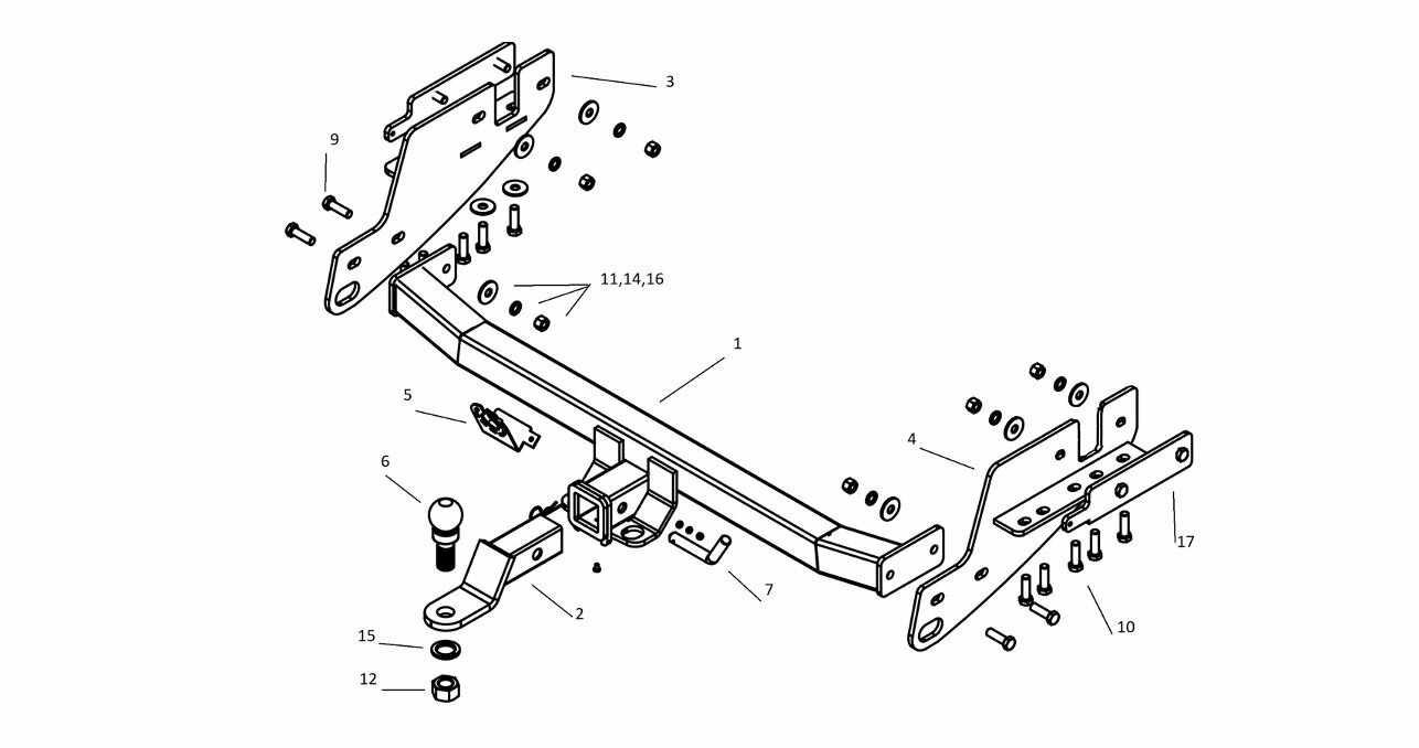 Фаркоп под квадрат для Foton Tunland G7, c 2023 г, Бизон. FA 0650-E