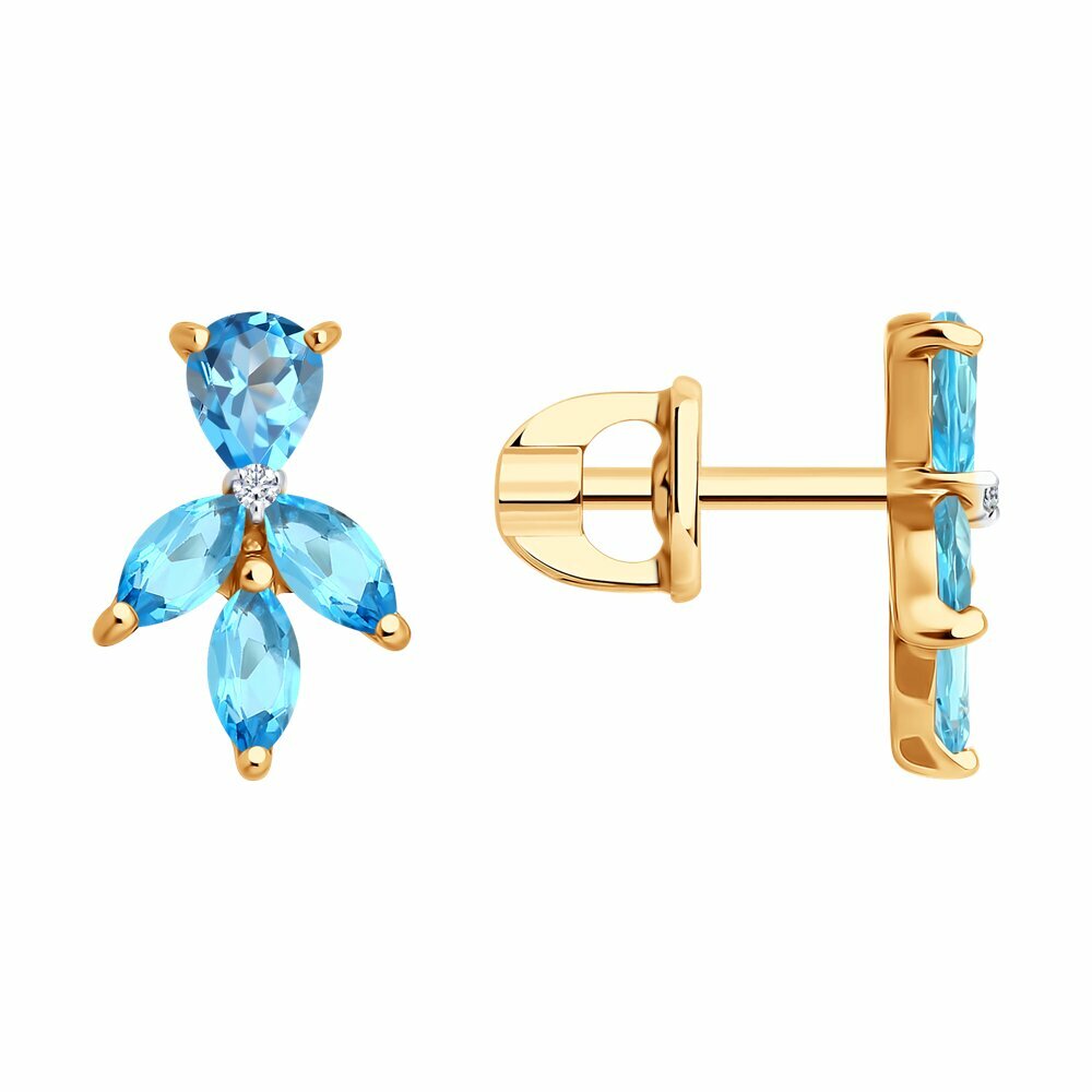 Серьги, красное золото, 585 проба