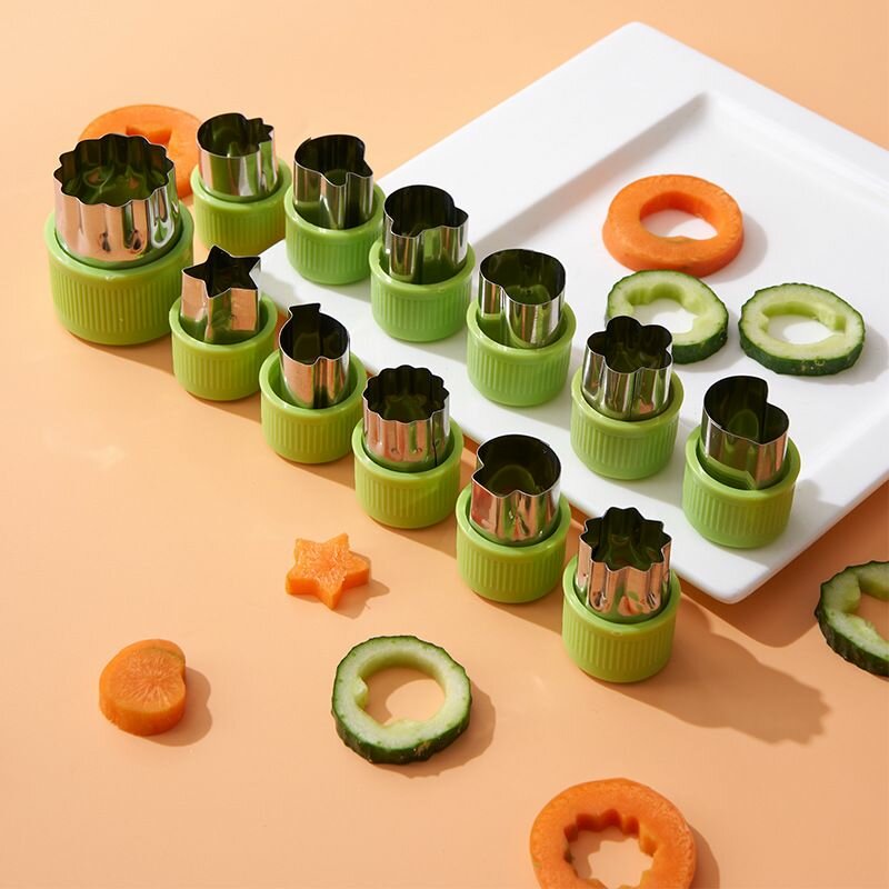 Набор форм для канапе и фигурной нарезки овощей, фруктов, сыра, 12 предметов из нержавеющей стали, для украшения блюд и праздничного стола