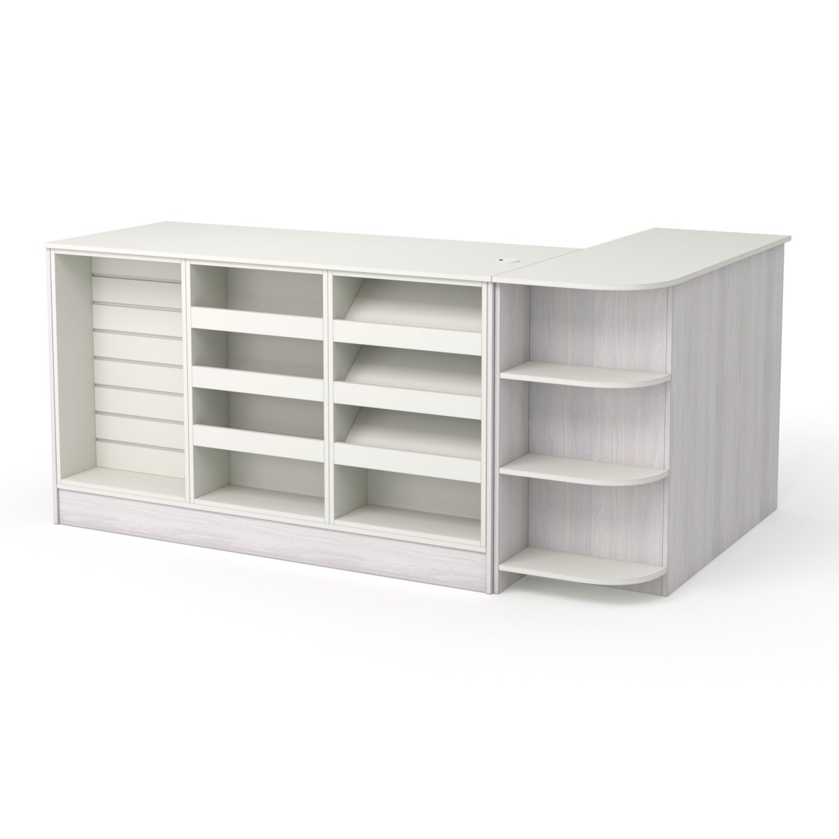 Кассовый стол "ривьера" №4 правосторонний, Ясень Анкор и Белый