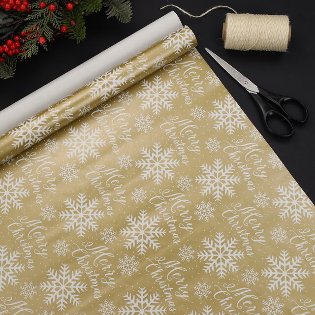 Новогодняя подарочная бумага Gold Christmas: Снежный Фейерверк 200*70 см, Koopman (Купман), PPN101850-5