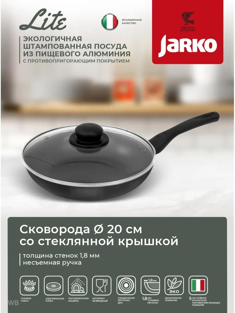 Сковорода антипригарная 20см с крышкой