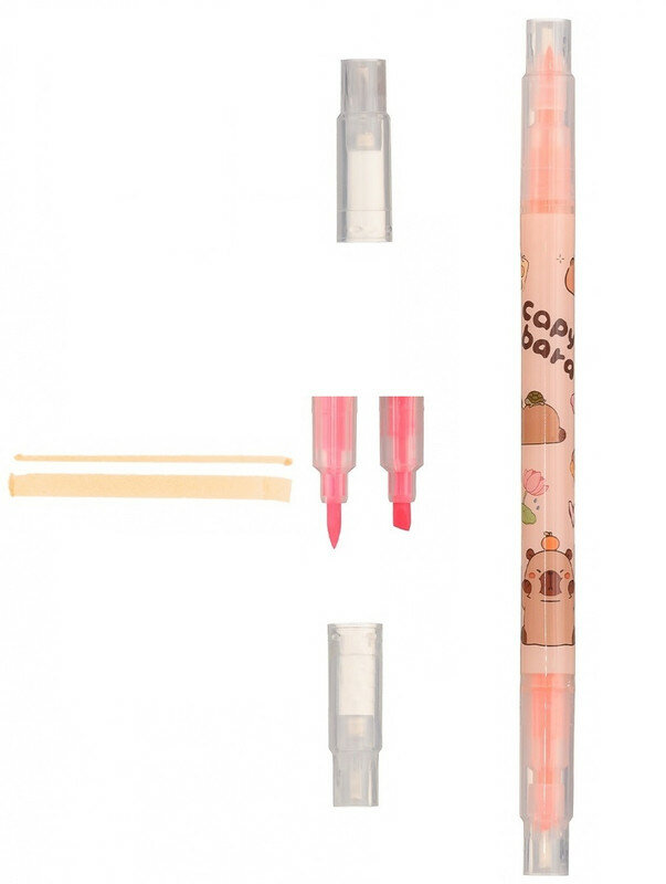 Текстмаркер двухсторонний флюоресцентный капибара цвет оранжевый