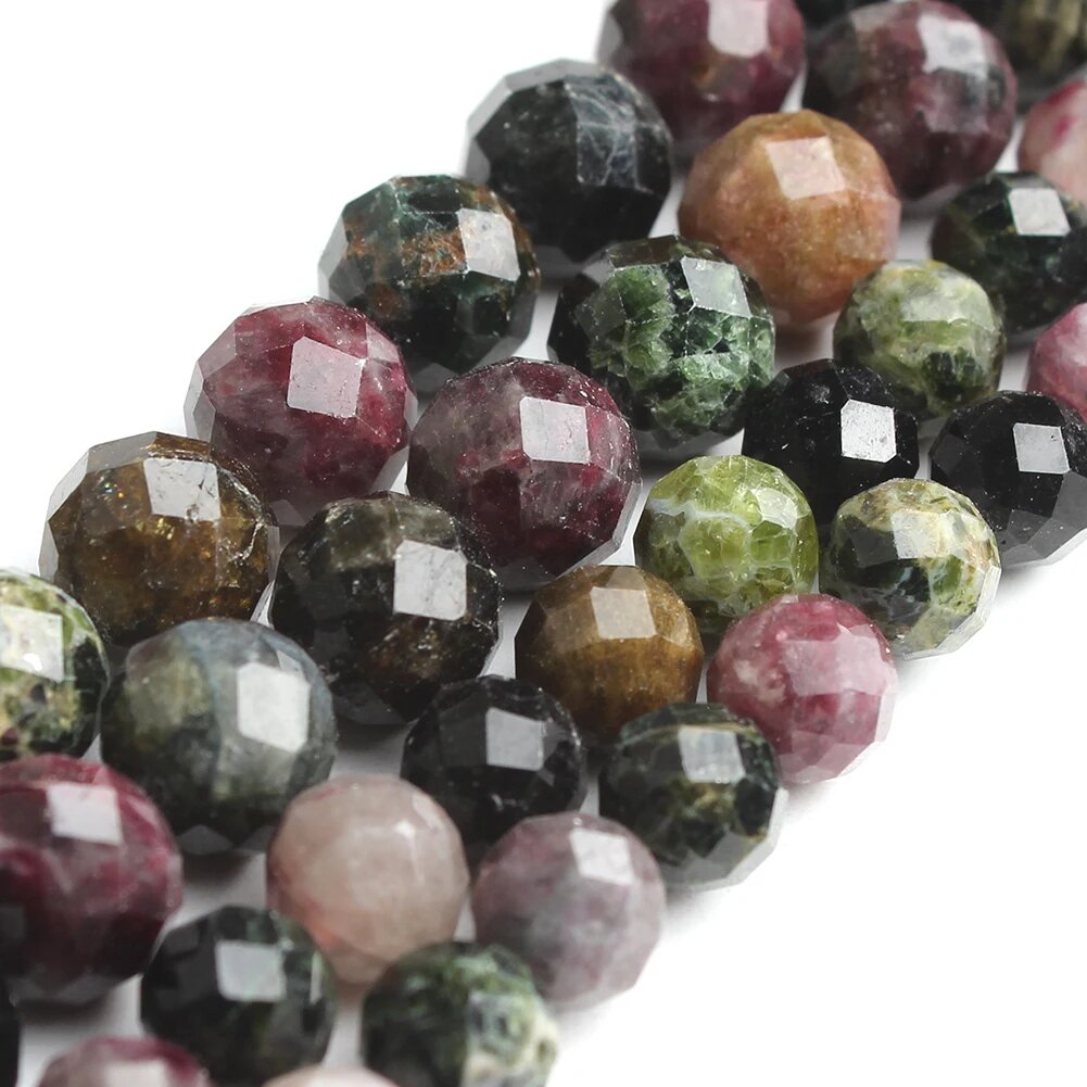 Граненые бусины из лазурита GMB724 6-8 мм 6mm 32pcs beads, colorful tourmaline