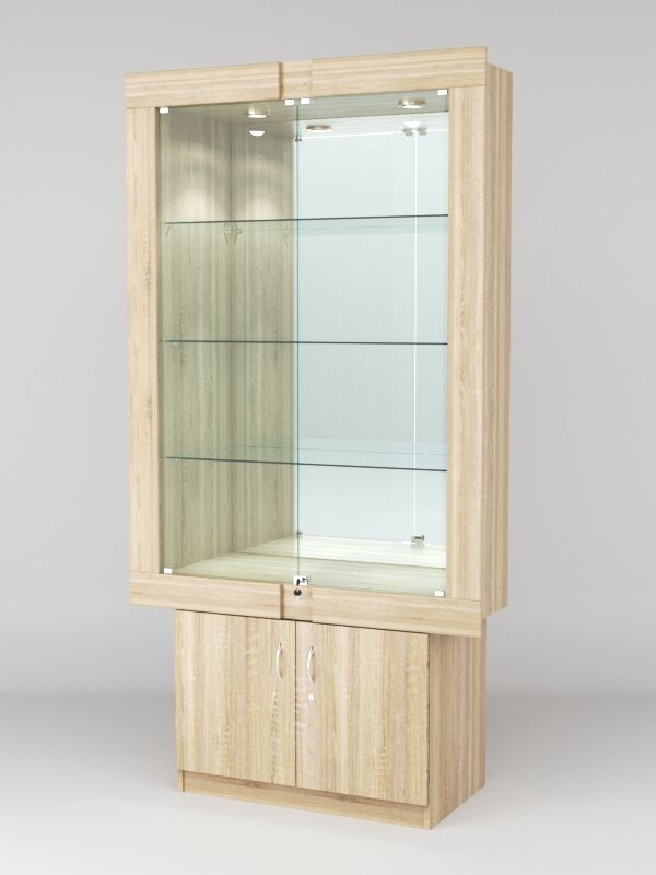 Витрина "электра" №2-1 (задняя стенка - зеркало), Дуб Сонома. Производитель товара - компания Westcom.