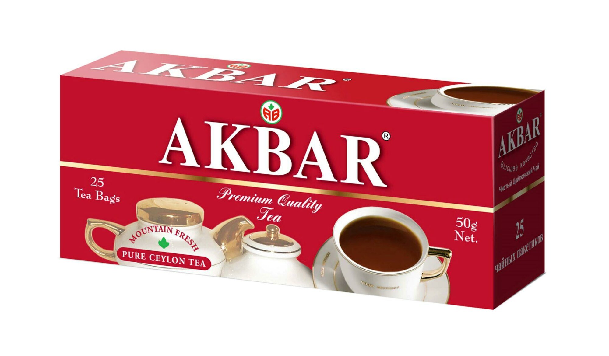 Чай в пакетиках Акбар AKBAR Классик Красно-Белый, 24 упаковки по 25 пакетиков