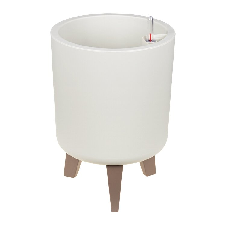 Кашпо М-пластика флориан 11 л D 250 мм высокое с автополивом Белый ротанг