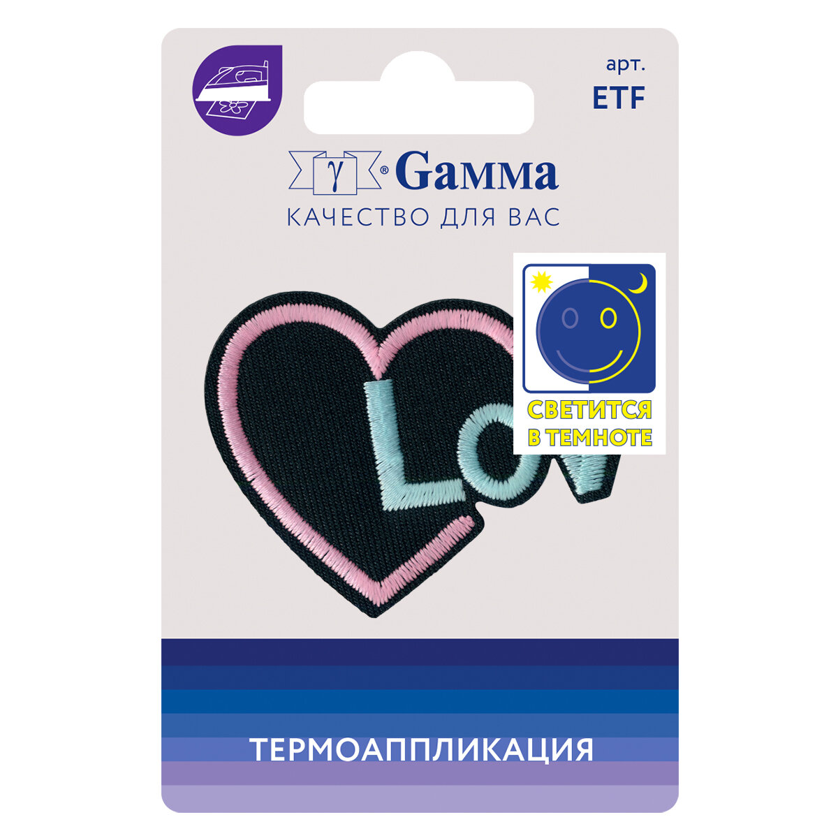 Gamma ETF-SH40 Термоаппликация №05 02-515 Сердце lov 6.1 х 4.7 см для одежды и аксессуаров 1шт