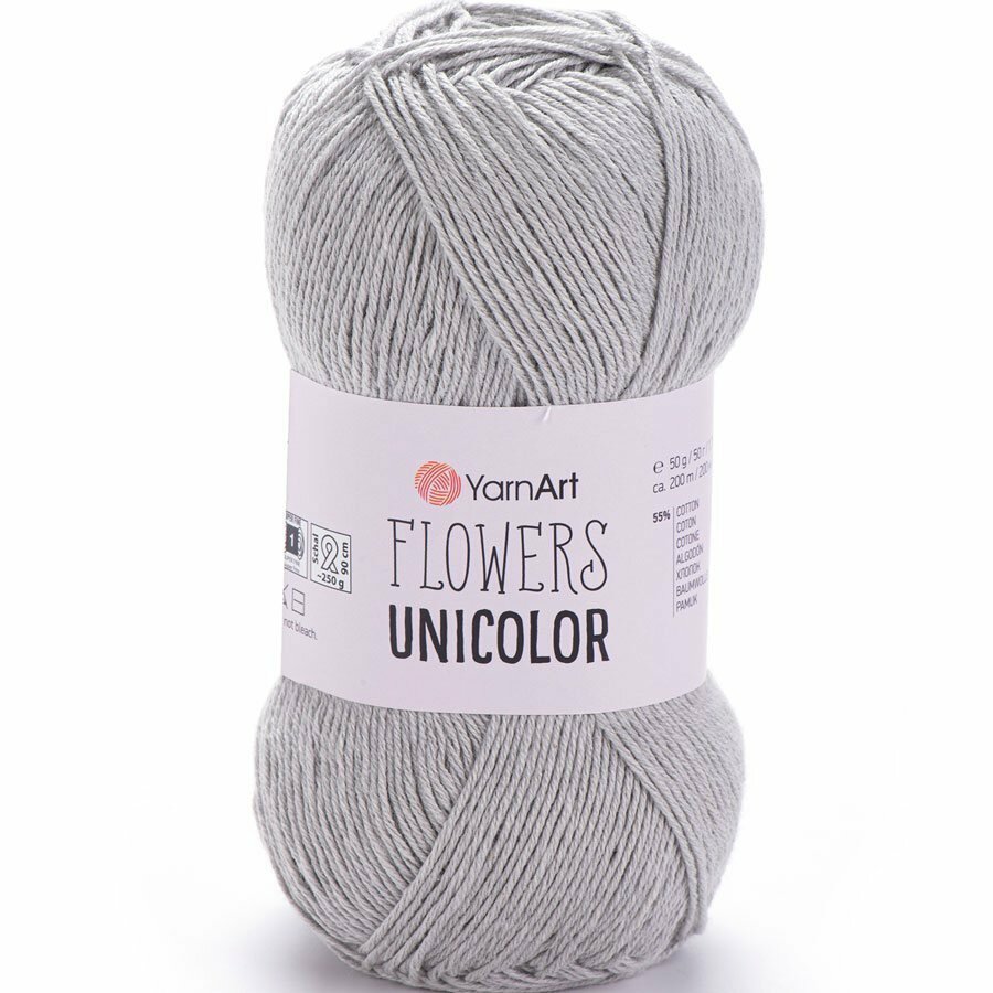 Пряжа Yarnart FLOWERS UNICOLOR 741 св. серый (5 мотков)