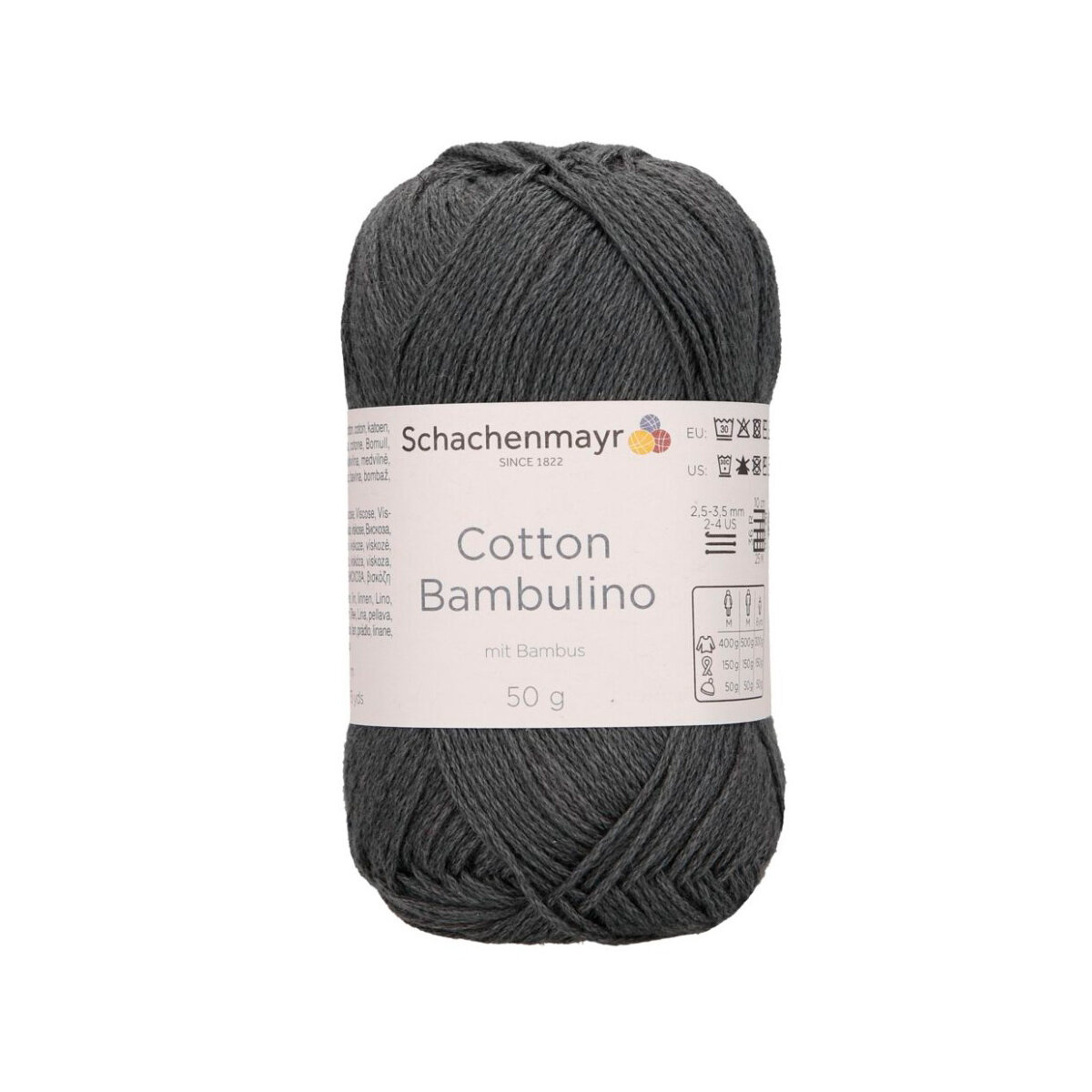 Cotton Bambulino /Коттон Бамбулино/ пряжа Schachenmayr, MEZ, 9807403 (00098, asphalt (асфальт), серый, New!)