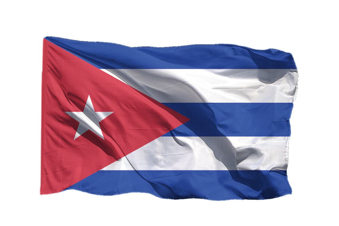 Флаг Кубы на шёлке, 70х105 см - для ручного древка