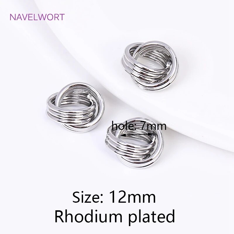 Бусины-разделители NAVELWORT, 12 мм, rhodium plated, отверстие 7 мм
