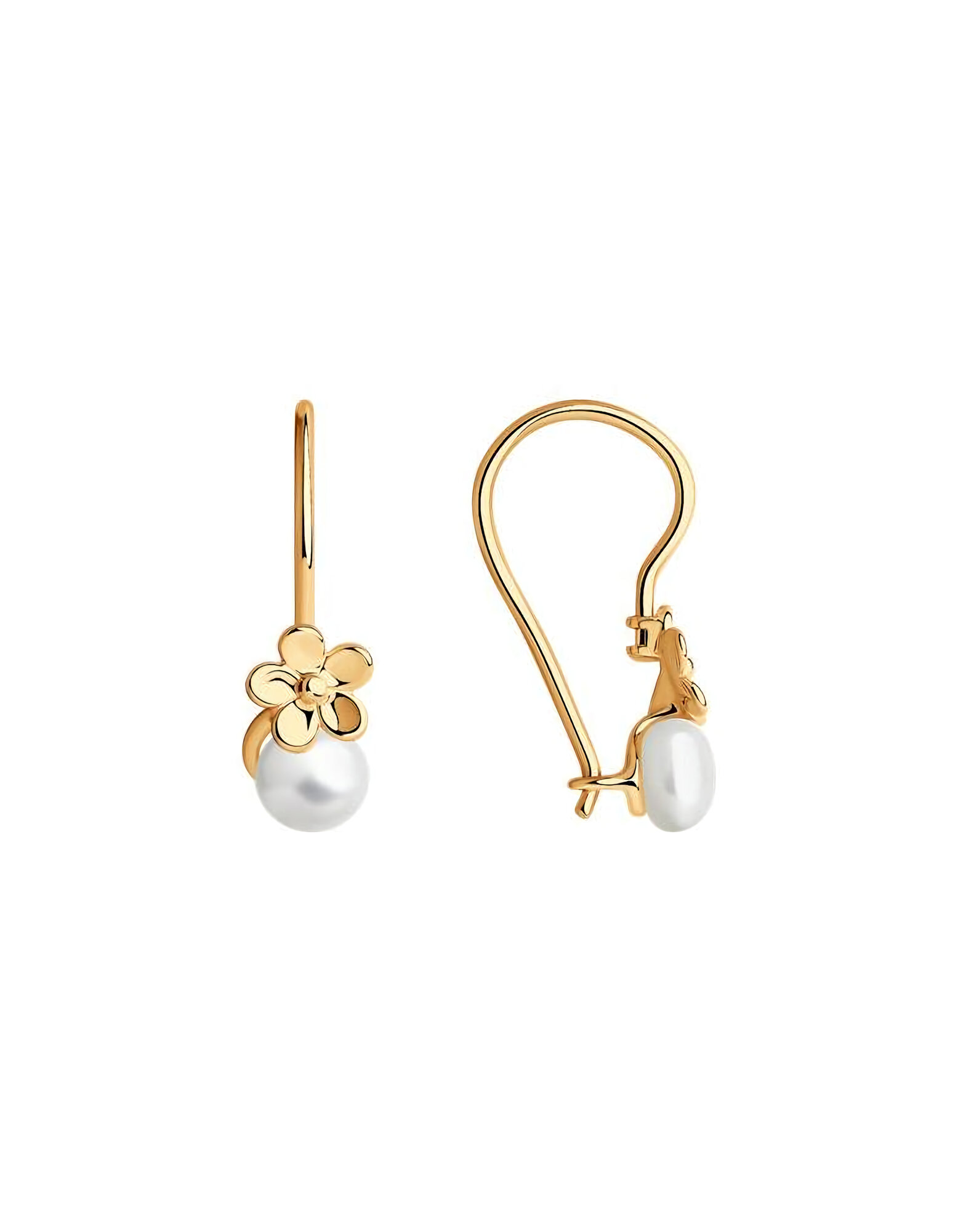 Серьги, красное золото, 375 проба, жемчуг культивированный