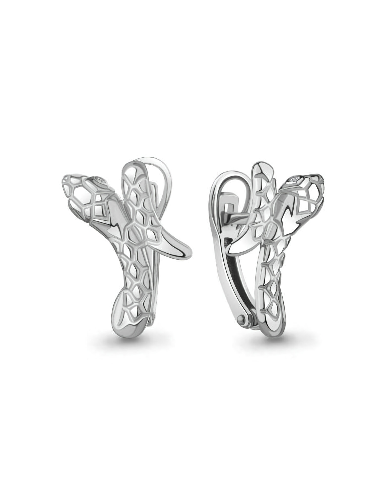Серьги пусеты, серебро, 925 проба, родирование, фианит