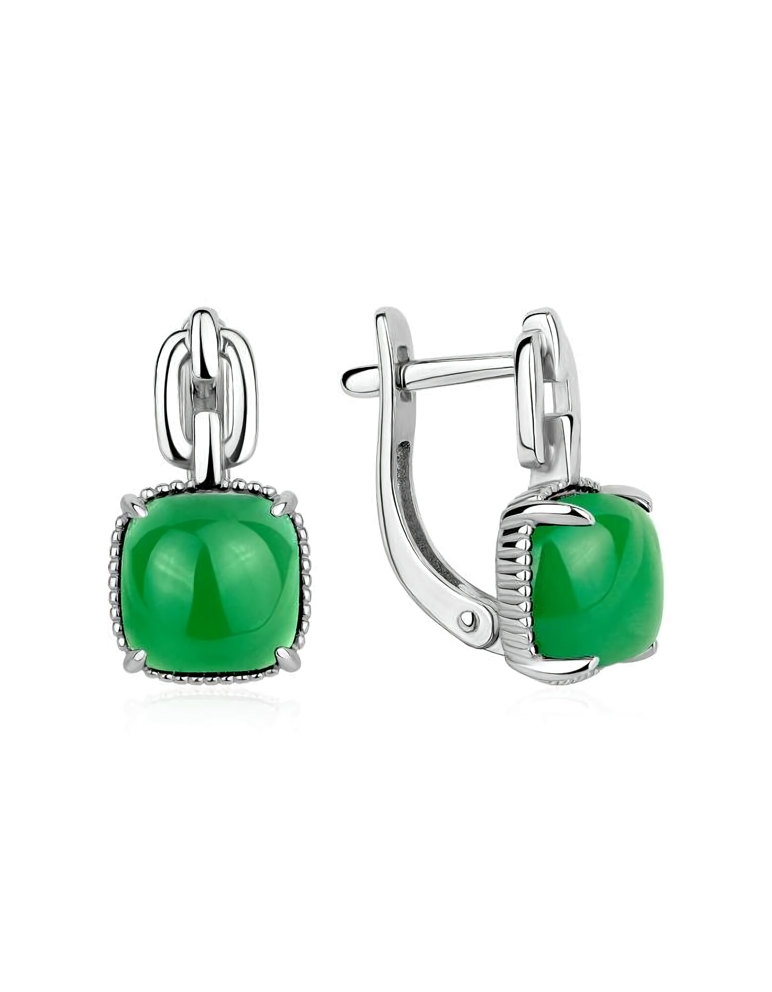 Серьги пусеты, серебро, 925 проба, родирование, агат