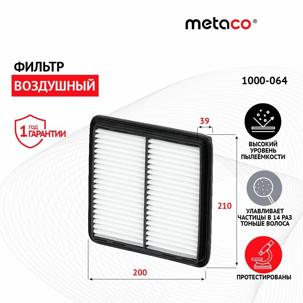 Фильтр воздушный METACO, Chevrolet, Шевроле, Lanos, Ланос, Daewoo, Дэву, Lanos, Ланос, 96182220, 96182220, 1000-064