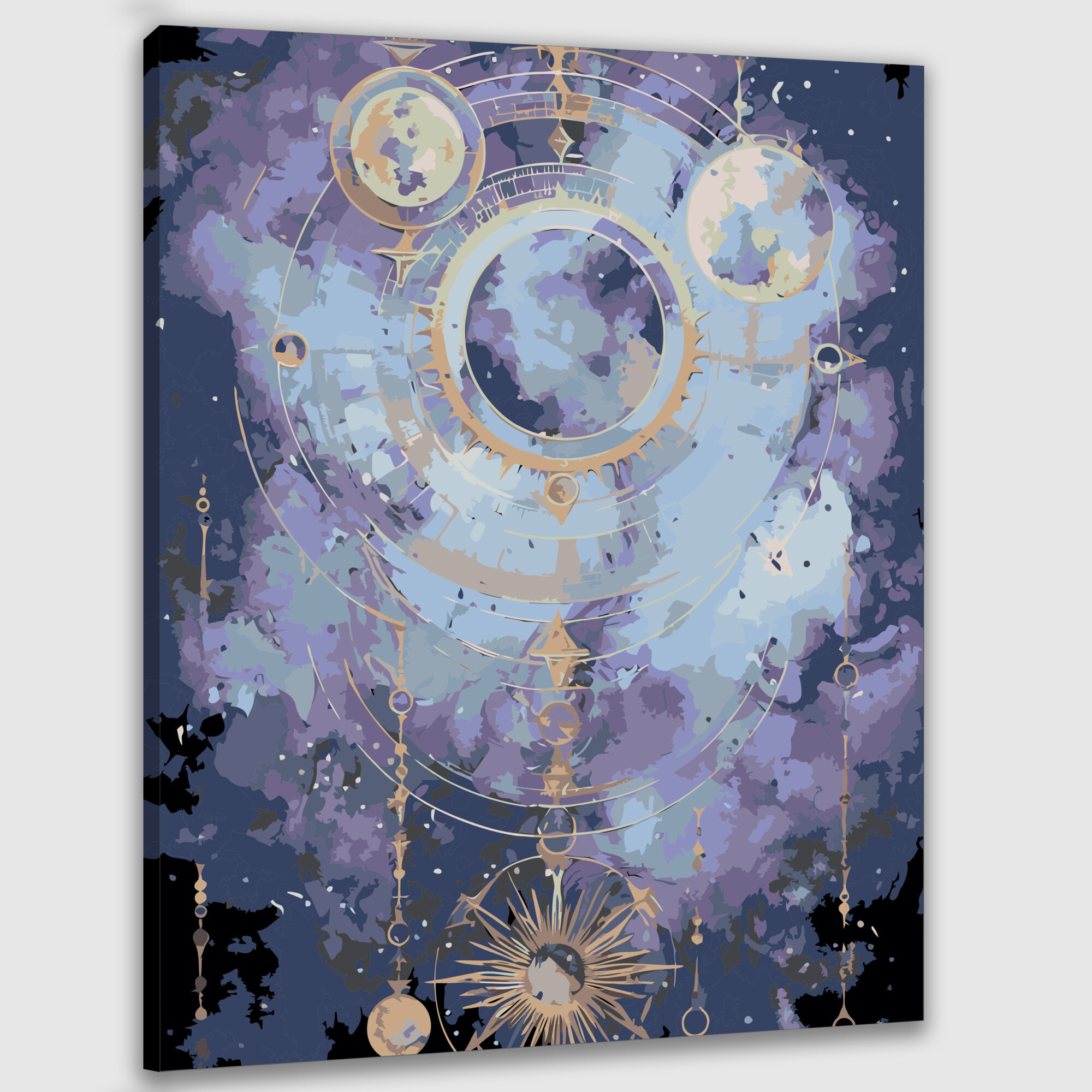Картина по номерам 40x50 см, художественное произведен, смешанная техника, лунное покровительство, коллаж, фазы Луны