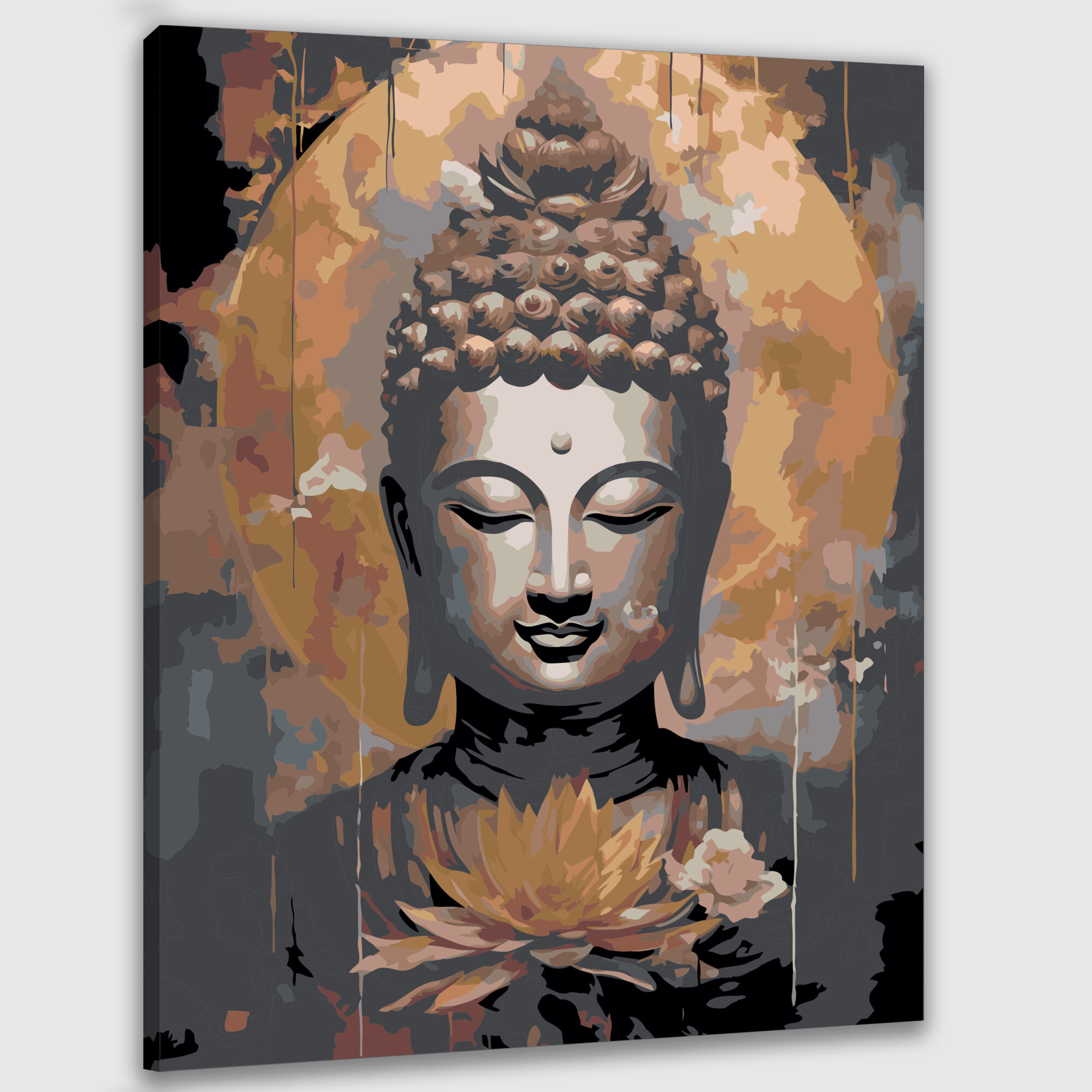 Картина по номерам 40x50 см, Будда, смешанная техника, акриловые краски, сусальное золото, текстурированные элементы