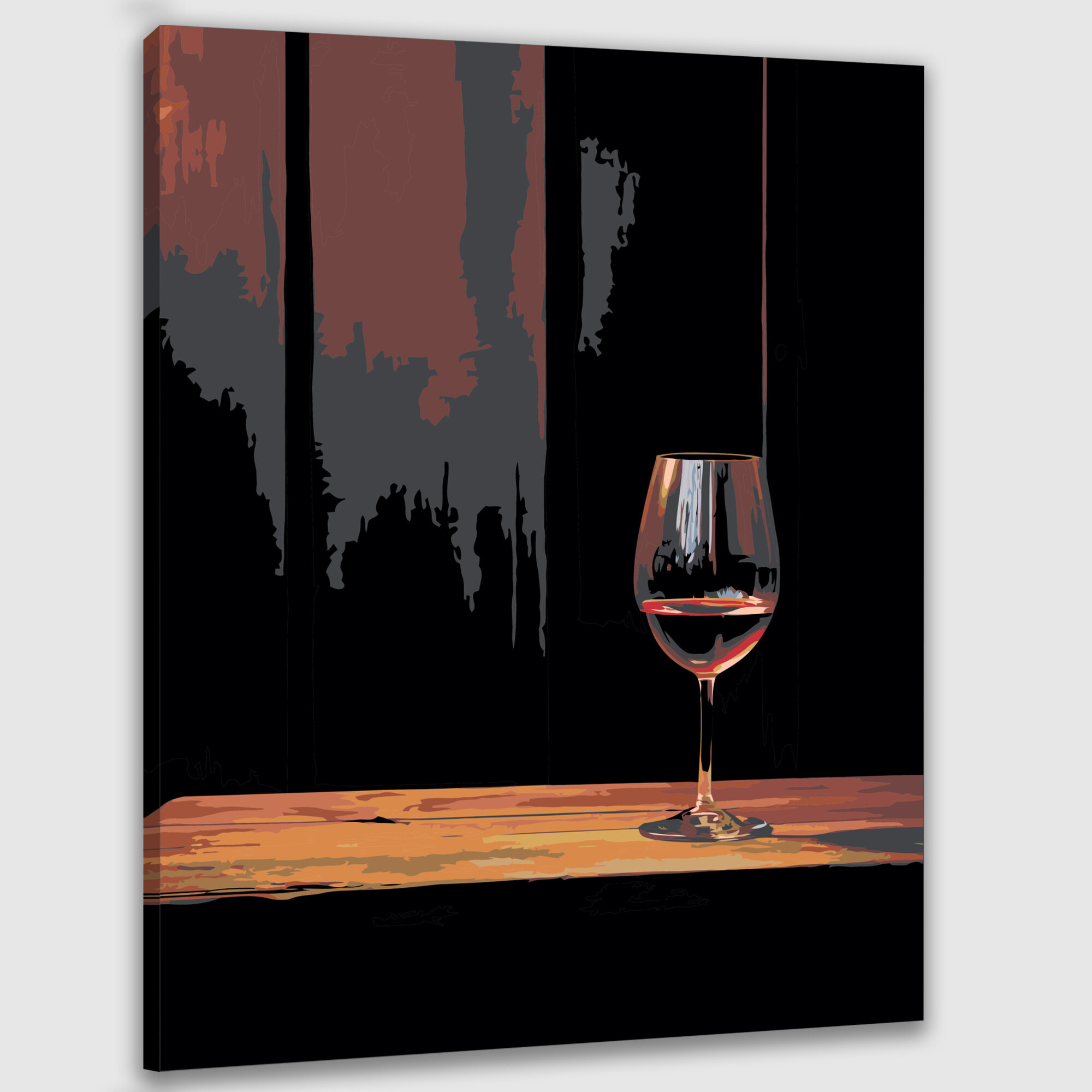 Картина по номерам 40x50 см, бокал, вино, стол, деревянный, темно-красное, отражение, свечи, композиция, равновесие