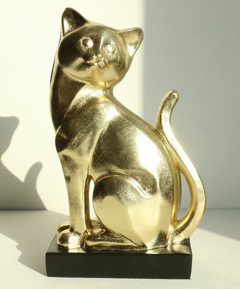 Позолоченная скульптура кошки стильный анималистичный декор для дома.16.5*7.5*27cm