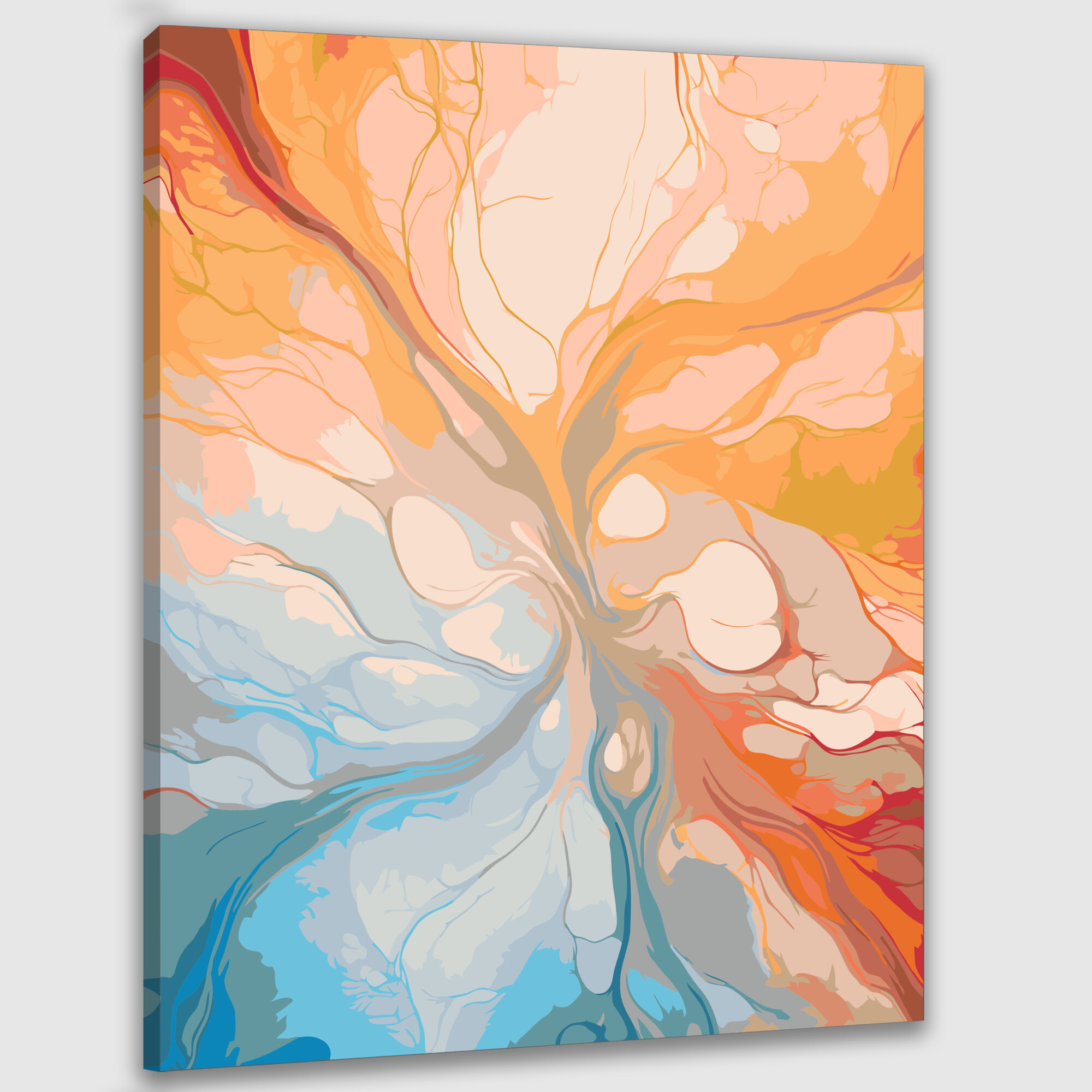 Картина по номерам 40x50 см, Абстракция, цифровое искусство, яркие цвета, текучие формы, органические формы, текстуры