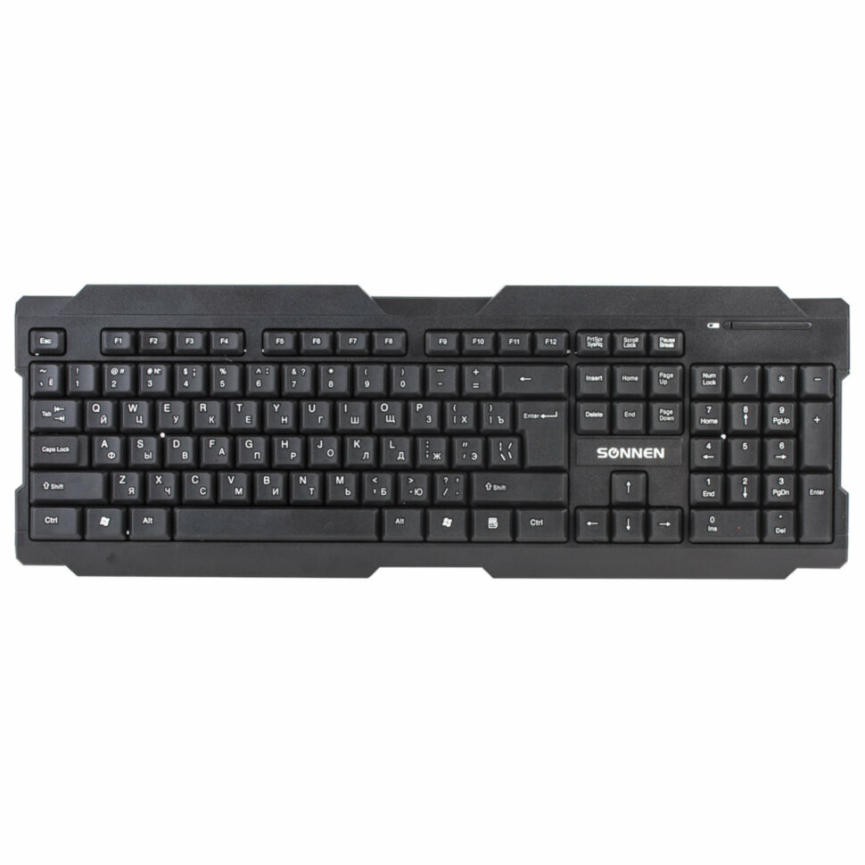 Клавиатура беспроводная SONNEN KB-5156, USB, 104 клавиши, 2,4 Ghz, черная, 512654, 512654