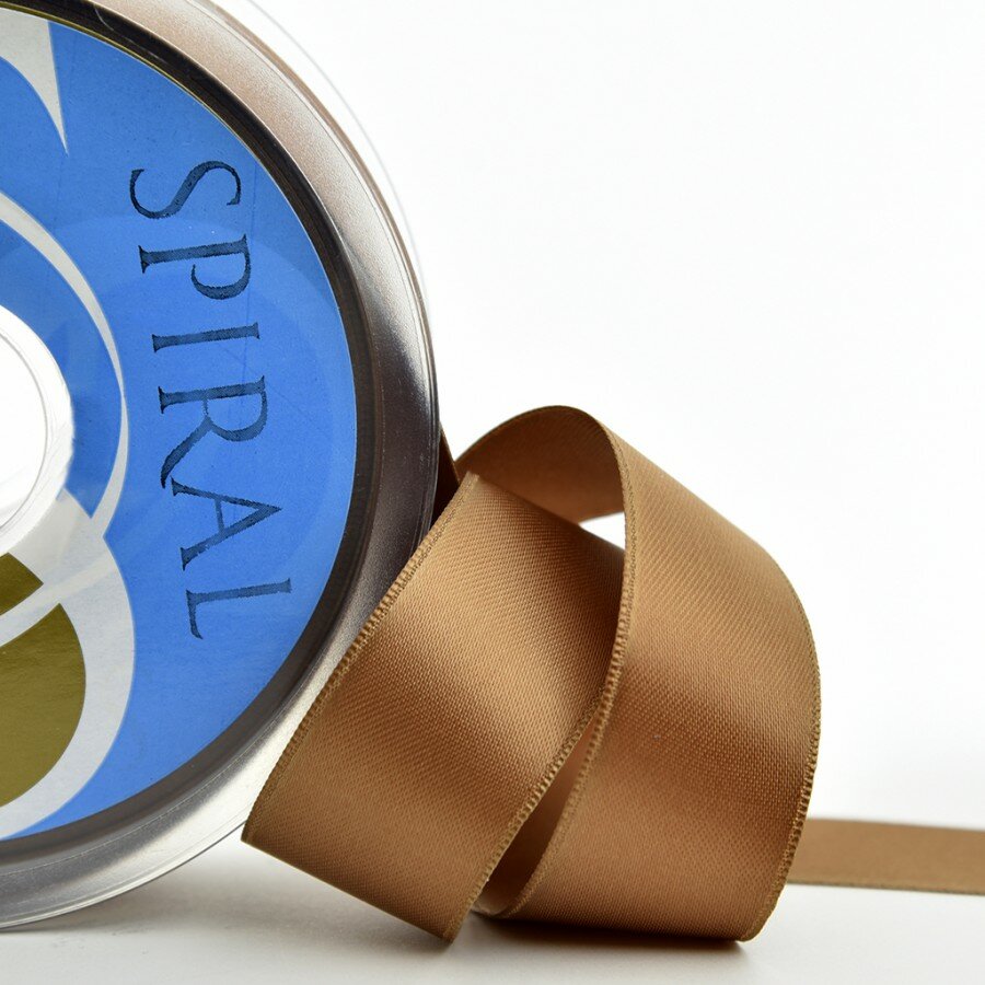 Лента атласная двусторонняя SAFISA, 3 мм, 100 м, цвет 64, молочный шоколад