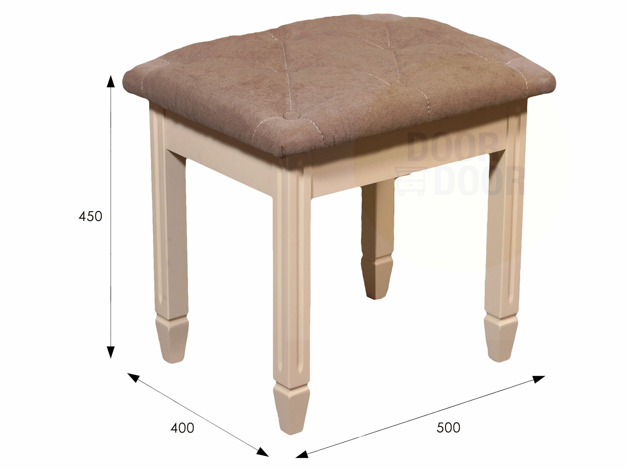 Банкетка Венеция, слоновая кость, Ткань, МДФ, 50x45x40 см.