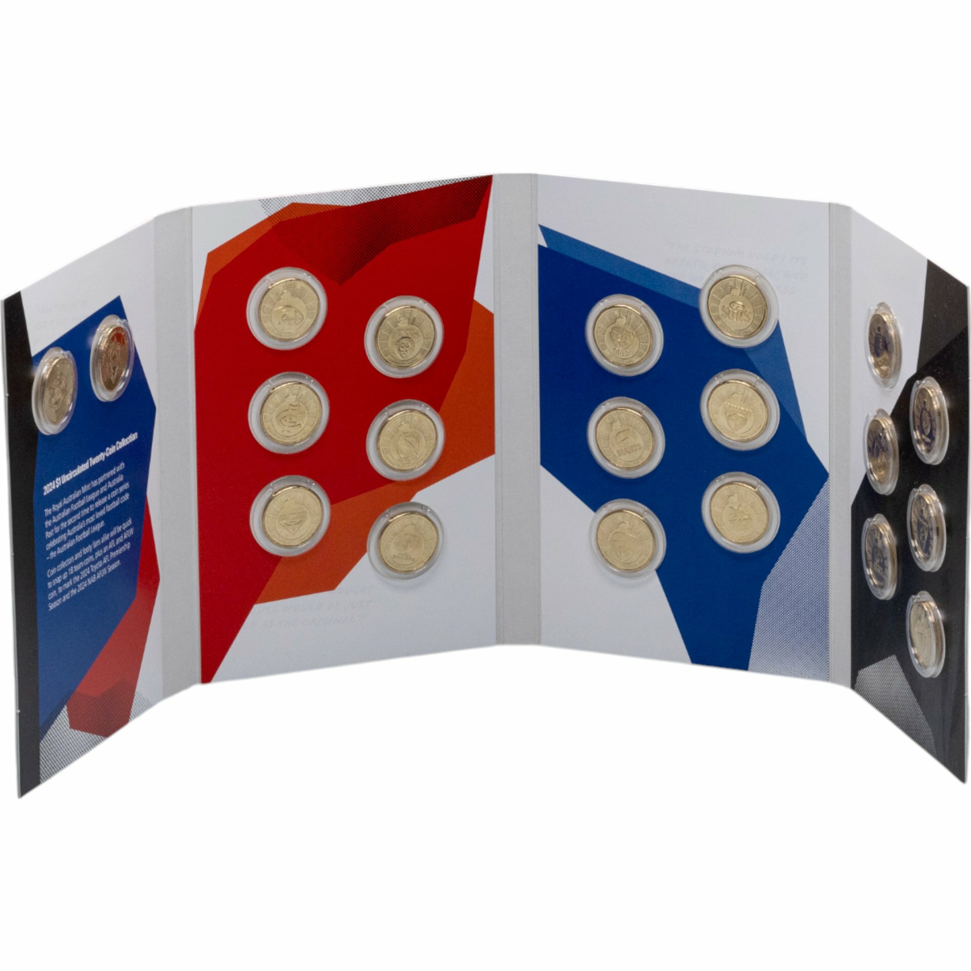 Австралия набор из 20 монет 1 доллар 2024 "Австралийская футбольная лига" в альбоме, Алюминиевая бронза, в сохранности UNC
