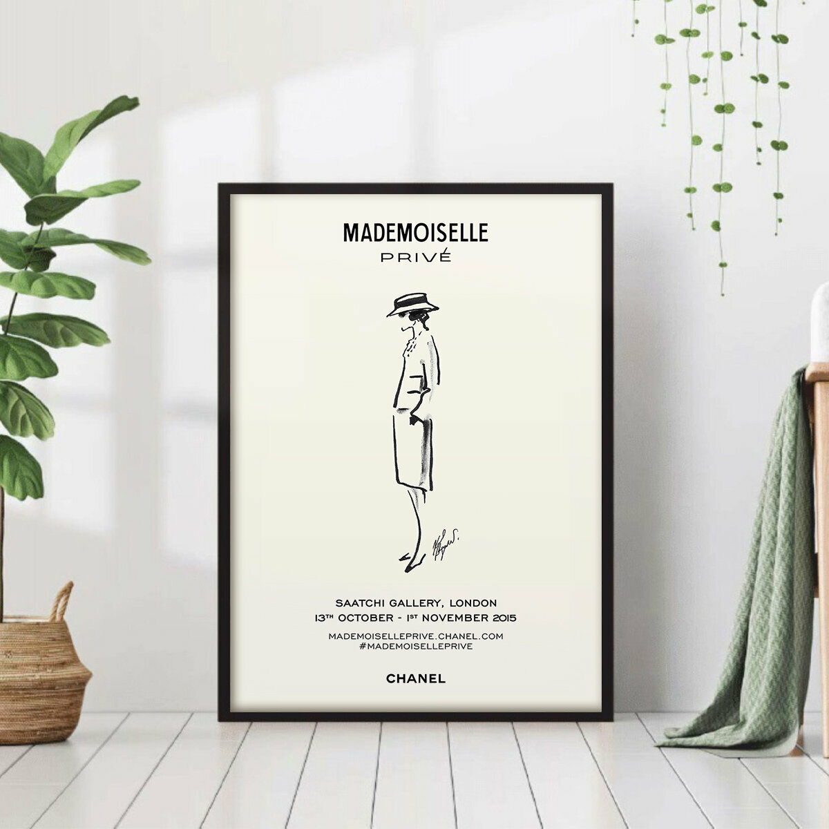 Постер "Коко Шанель" 40x50 в черной рамке на стену для интерьера