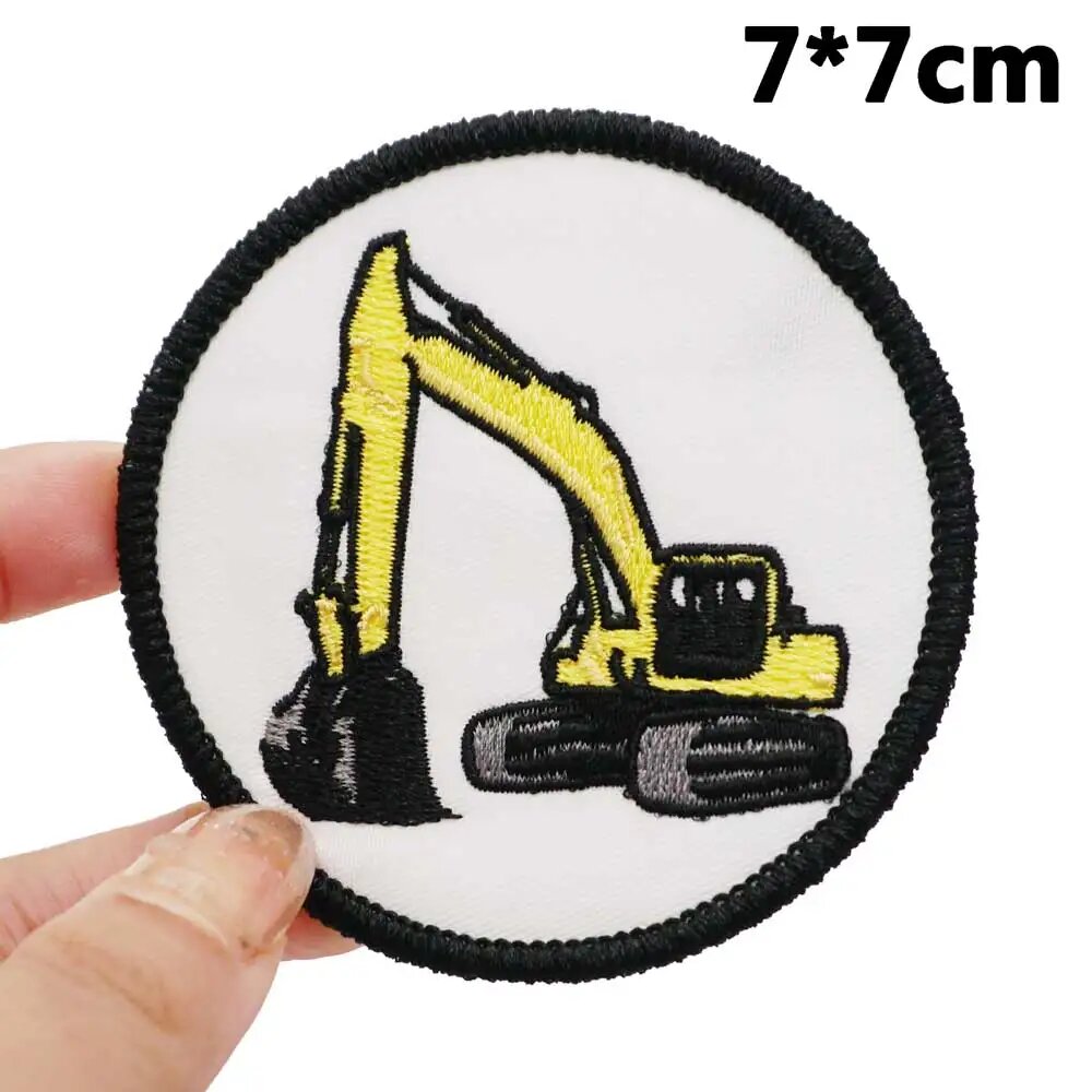 Нашивка экскаватор, 7*7 см, Цвет: ab77-2 sew on