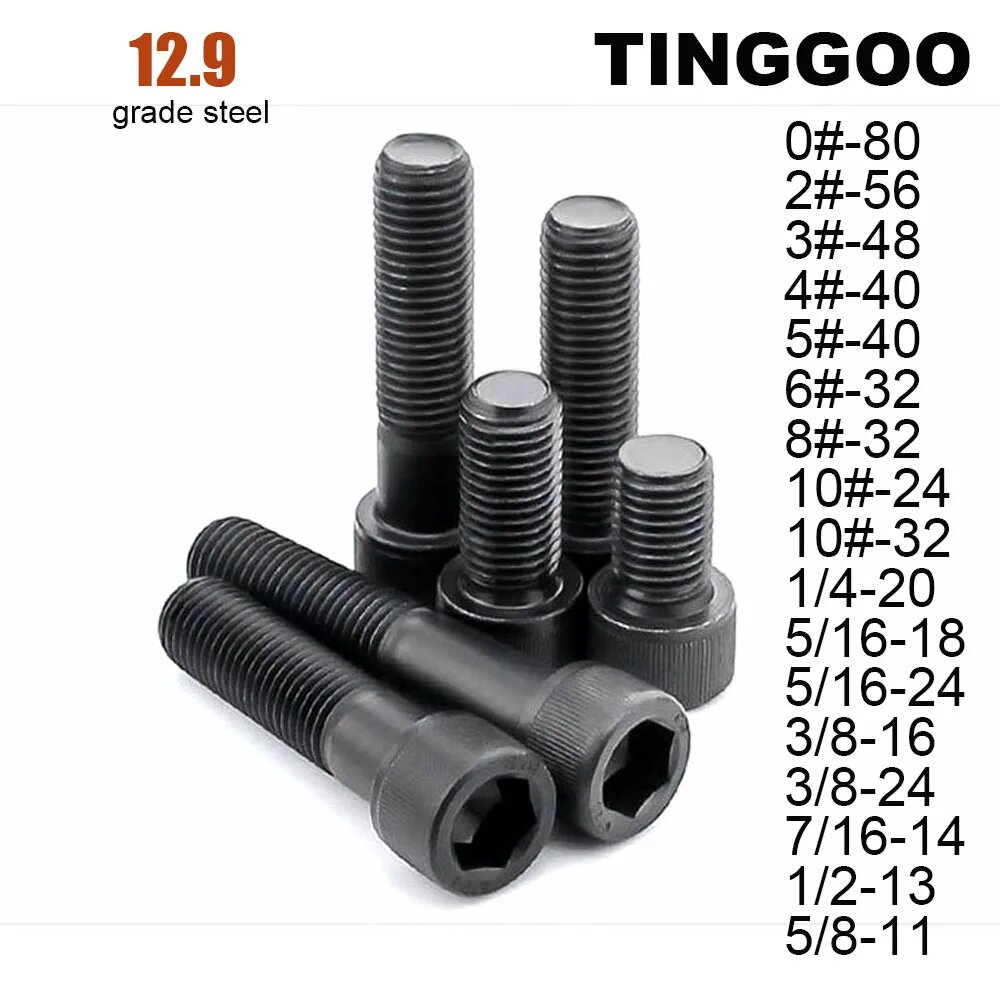 Болты TINGGOO UNC UNF стальные 12.9 20Pcs 6-32, 1l2